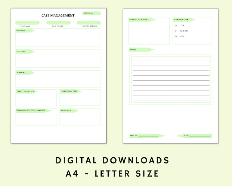 Case Management Form: Client Documentation Template (printable PDF) - Etsy