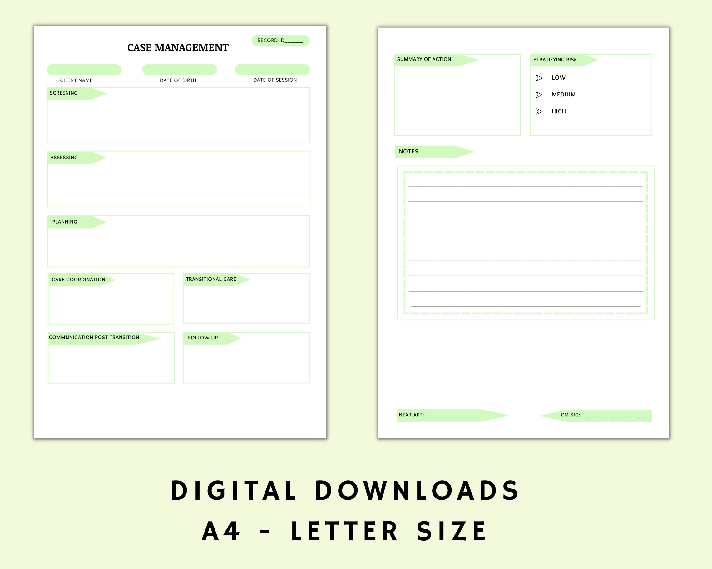 Case Management Form: Client Documentation Template (printable PDF) - Etsy