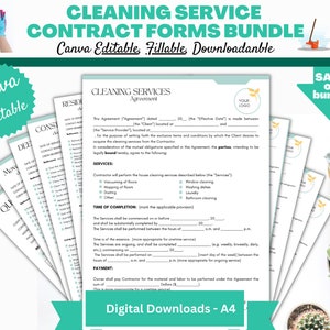 Cleaning Services Contract Forms Mega Bundle (canva Editable, Printable ...