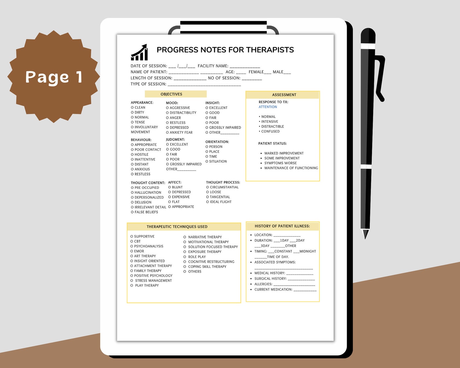 Progress Notes for Therapist , Client Progress Note, Printable Template ...