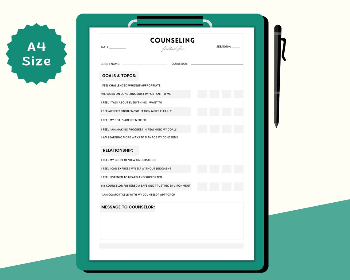 Counseling Supervision Forms Bundle: Therapist Feedback, Notes, Log ...