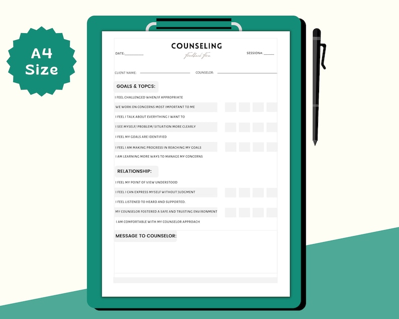 Counseling Supervision Forms Bundle: Therapist Feedback, Notes, Log ...