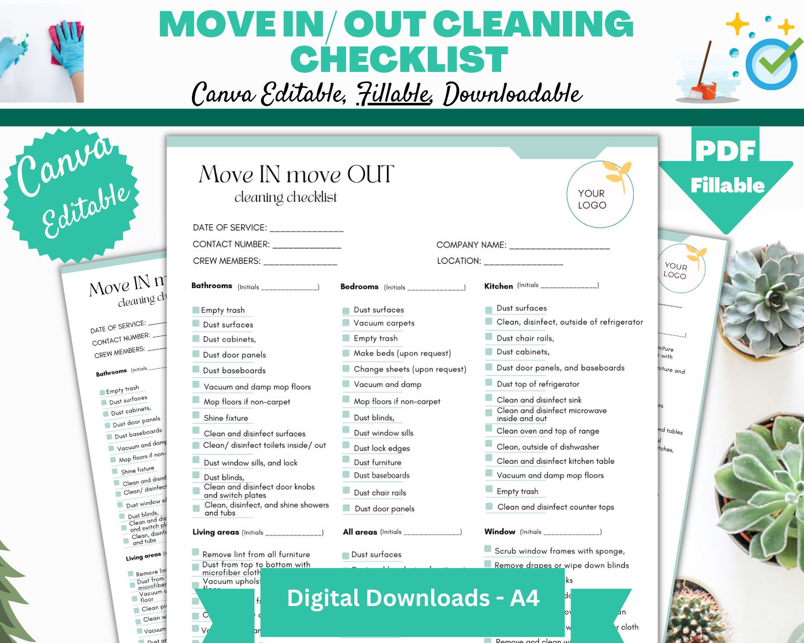 Move in Move Out Cleaning Checklist Template, Housekeepers & Maids ...