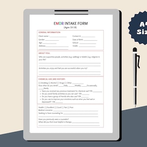 EMDR Client Intake Form (ages 10-18) (printable PDF) - Etsy