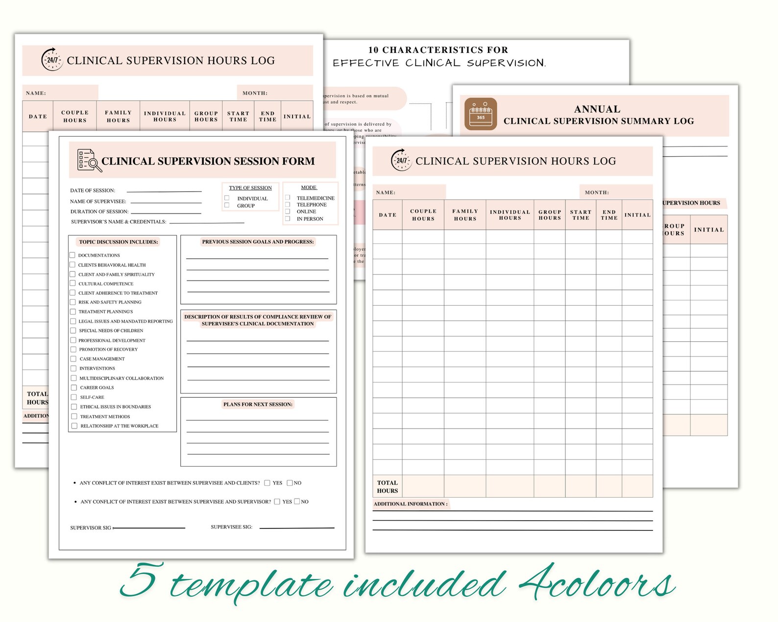 Clinical Supervision Bundle, Annual Clinical Supervision Summary Log ...