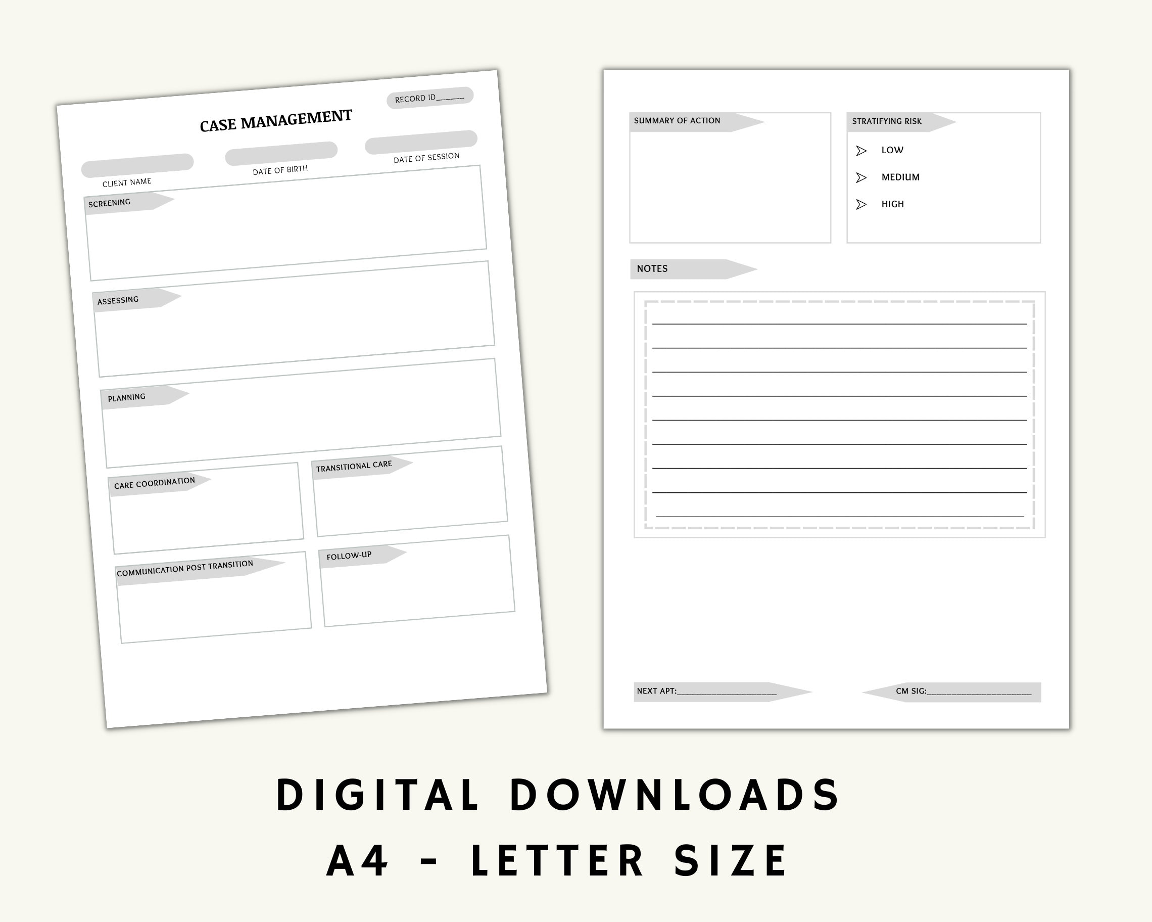 Case Management Form: Client Documentation Template (printable PDF) - Etsy