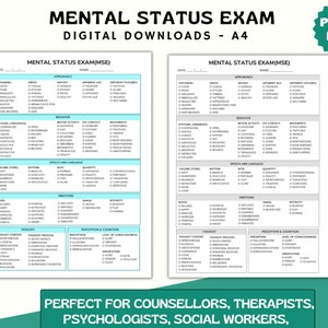 2025 Mental Status Exam Cheat Sheet, Therapy Forms, Intake Sheet ...