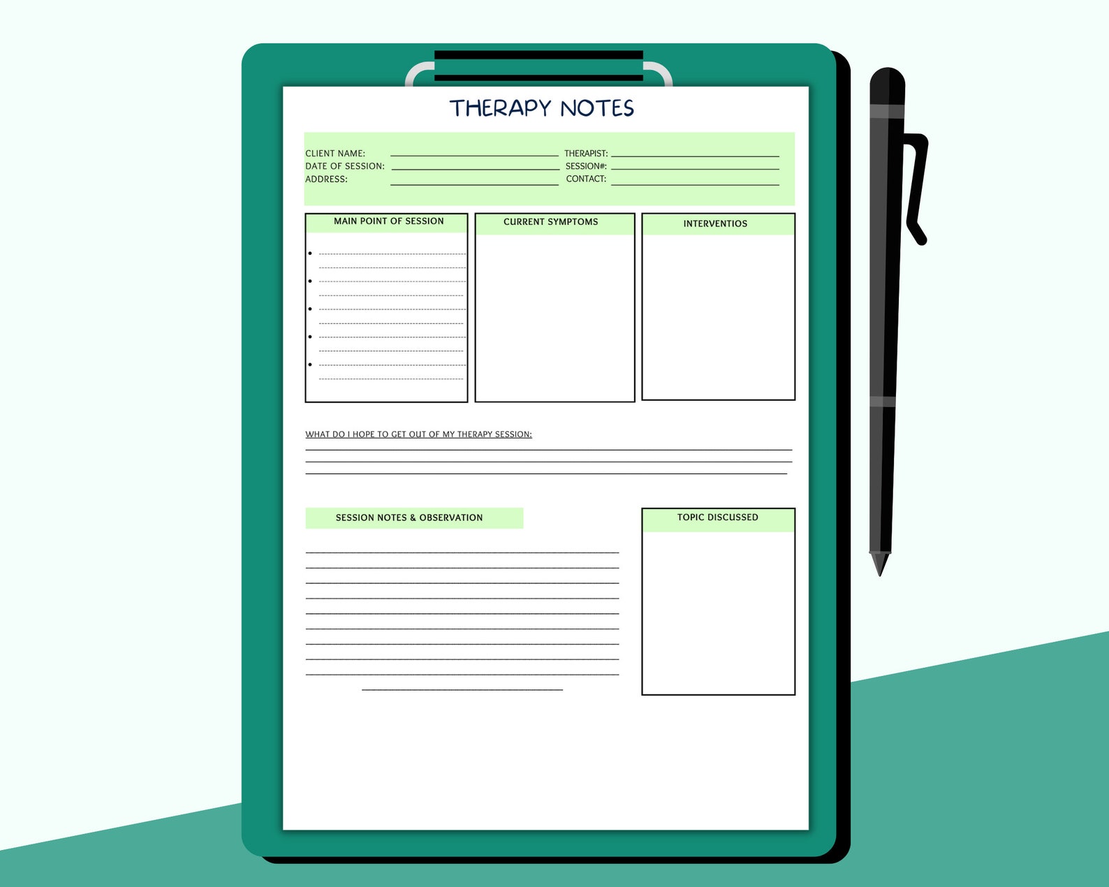 Therapist Notes Sheets, Therapist Worksheet, Therapist Note Template ...