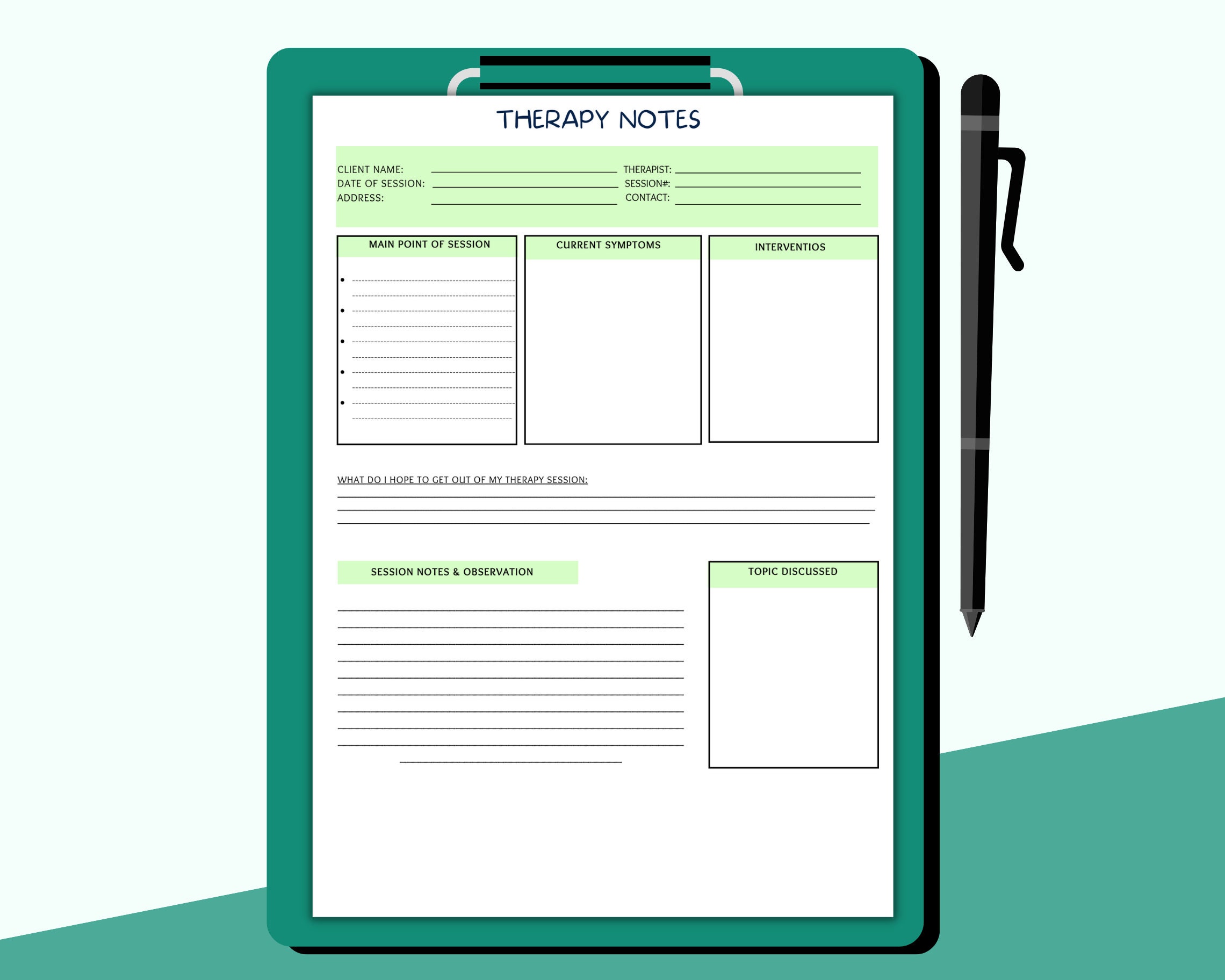 Therapist Notes Sheets, Therapist Worksheet, Therapist Note Template ...