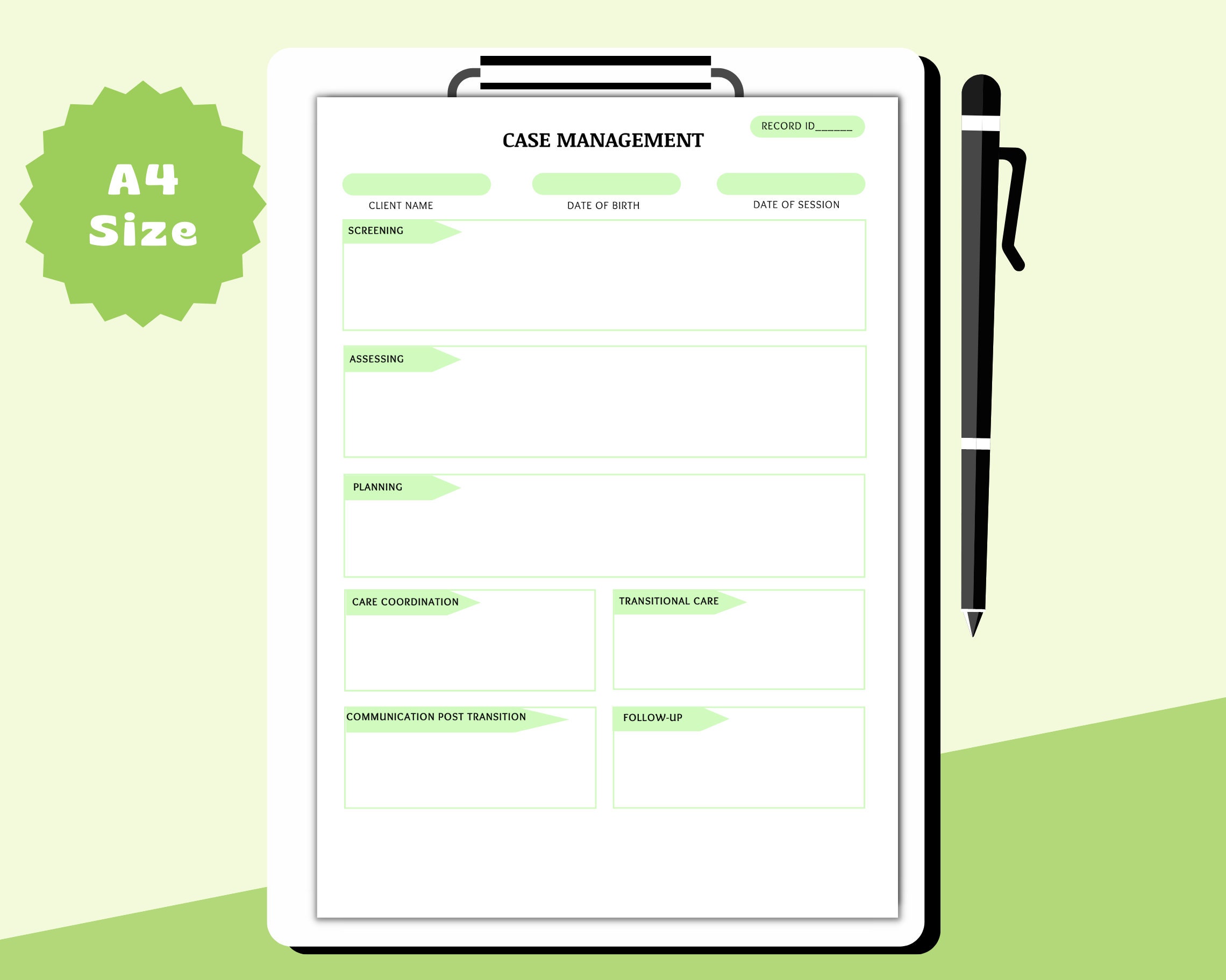 Case Management Form: Client Documentation Template (printable PDF) - Etsy