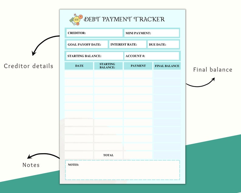 Printable Debt Payment Tracker Organize Your Debts, Manage Your Debt ...