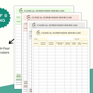 Clinical Supervision Bundle, Annual Clinical Supervision Summary Log ...
