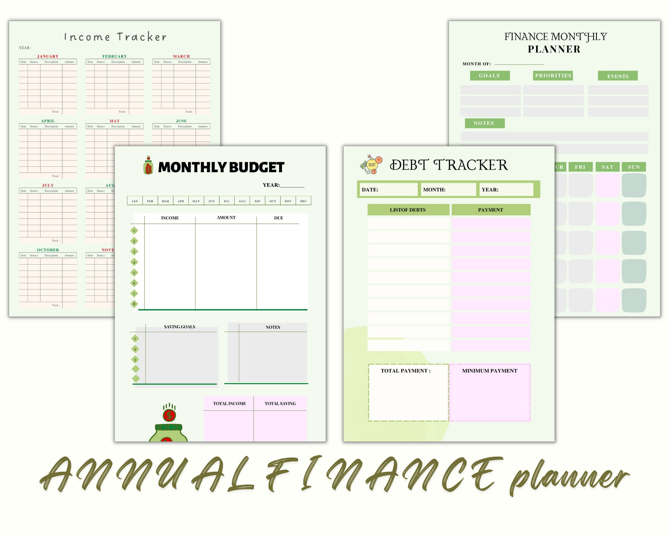 Finance Planner Annual Saving Goals Income Tracker Annual - Etsy