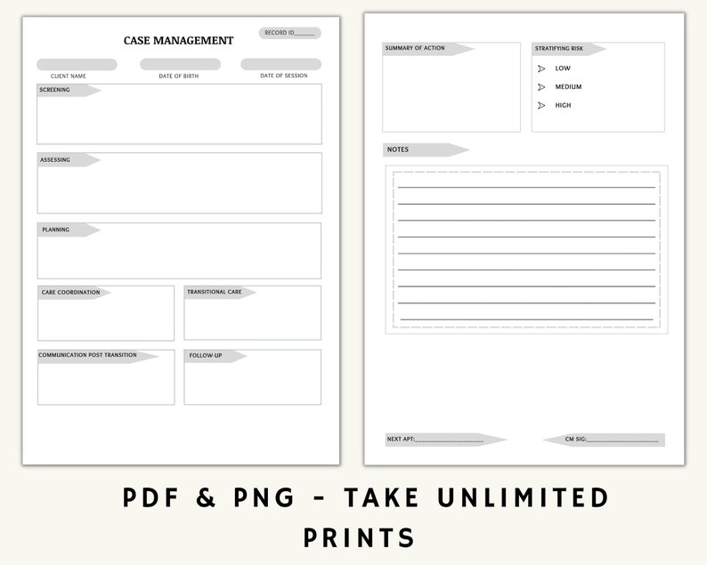 Case Managment (gray), Client Case Identifier Printable Form, Legal ...