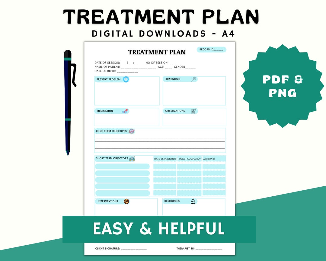 Treatment Plan Template: Mental Health Assessment Tool (printable PDF ...