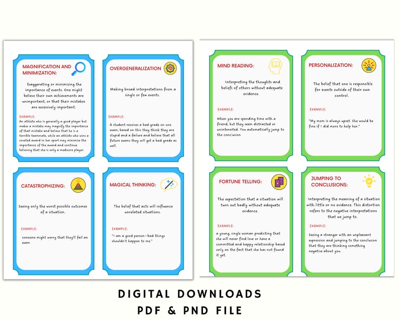 Anxiety Relief, Cognitive Distortion Flash Cards, Coping Strategy Cards ...