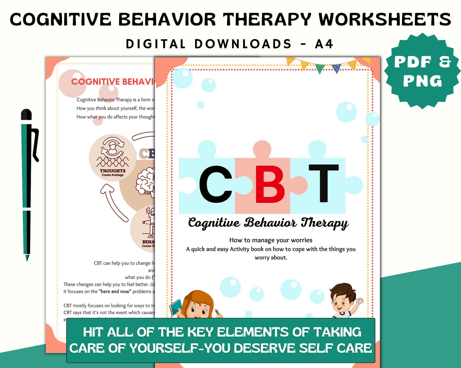CBT Anxiety Relief Worksheet, Kids Cognitive Behaviour Worries Therapy ...