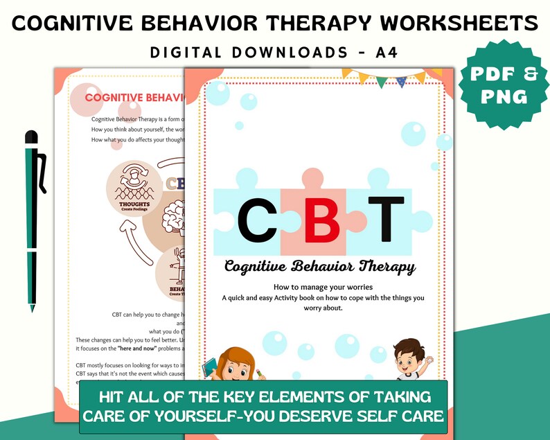 CBT Anxiety Relief Worksheet, Kids Cognitive Behaviour Worries Therapy ...