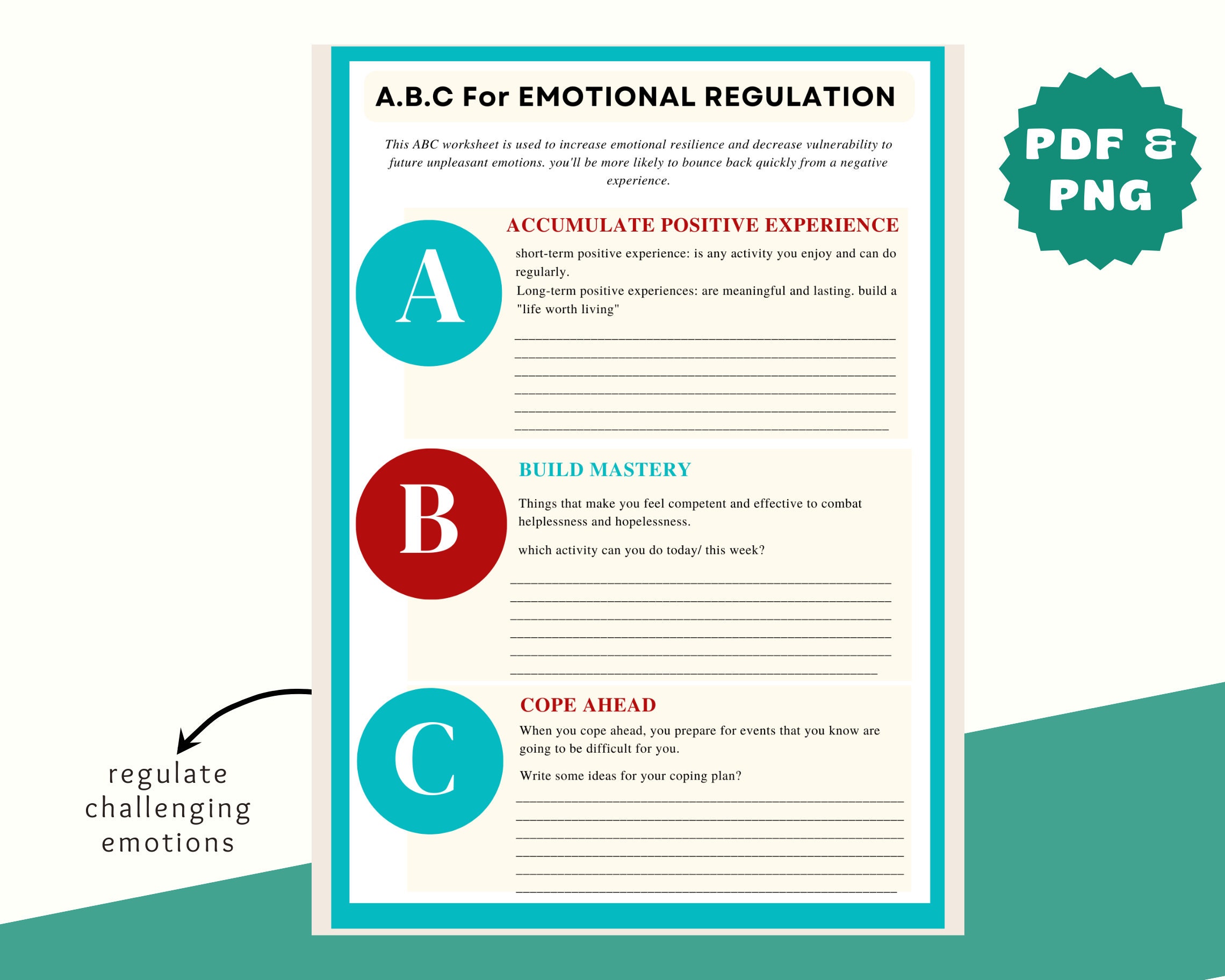 A.B.C for EMOTIONAL REGULATION Template, Anger Management, Quick ...