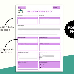 Counseling Session Notes Template: Therapist Printable (PDF & PNG) - Etsy