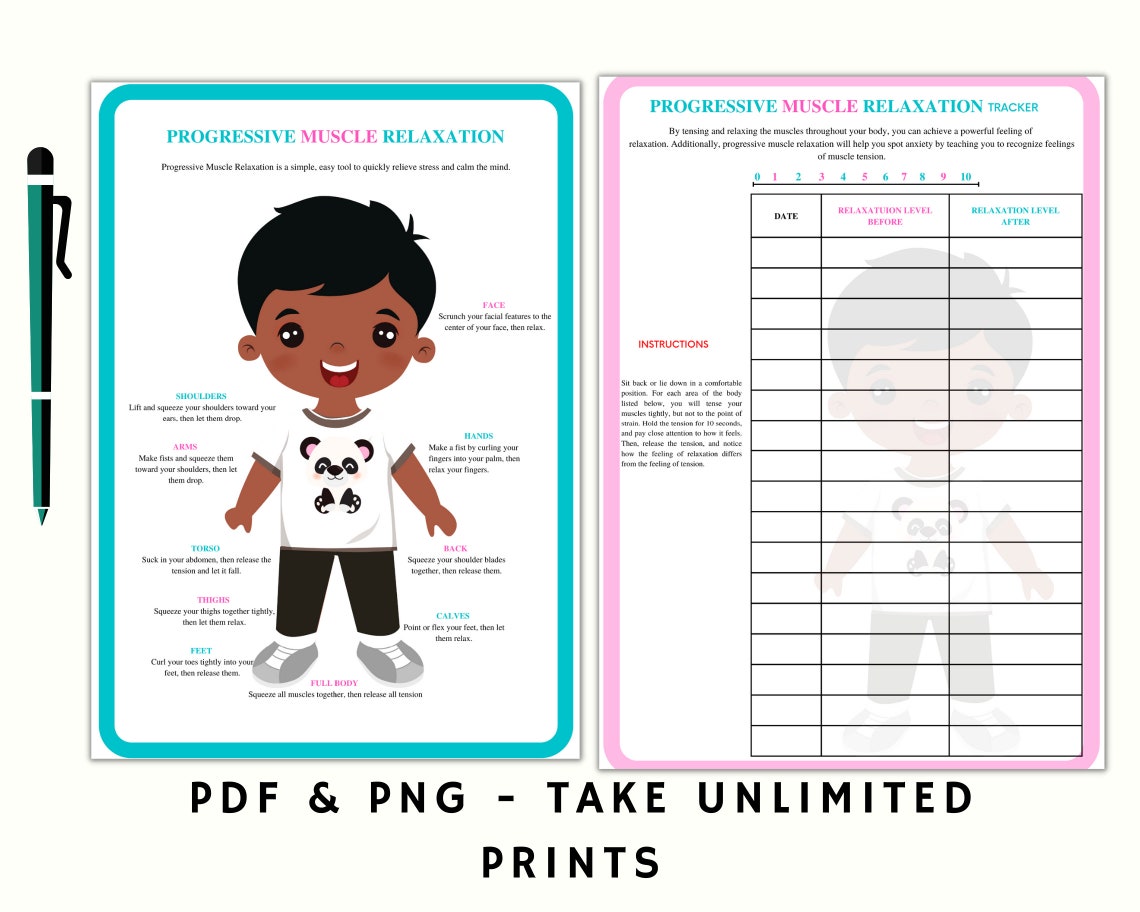 Progressive Muscle Relaxation Template, Relaxation Strategies, Stress ...