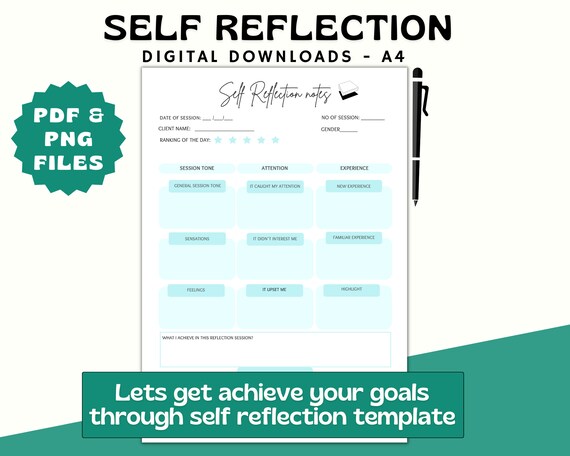 Self Reflection Form blue Self Reflection Journal Template - Etsy
