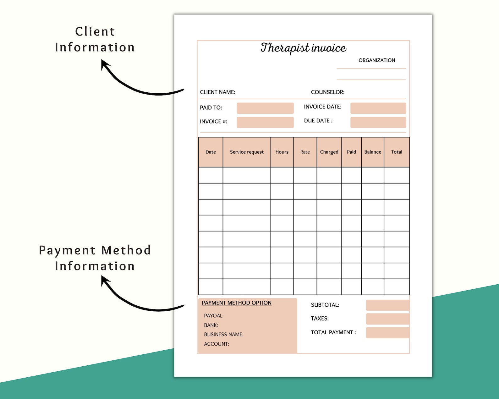 Therapist Invoice Printable, Therapy Invoice, Therapist Documentation ...