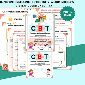 CBT Anxiety Relief Worksheet, Kids Cognitive Behaviour Worries Therapy ...