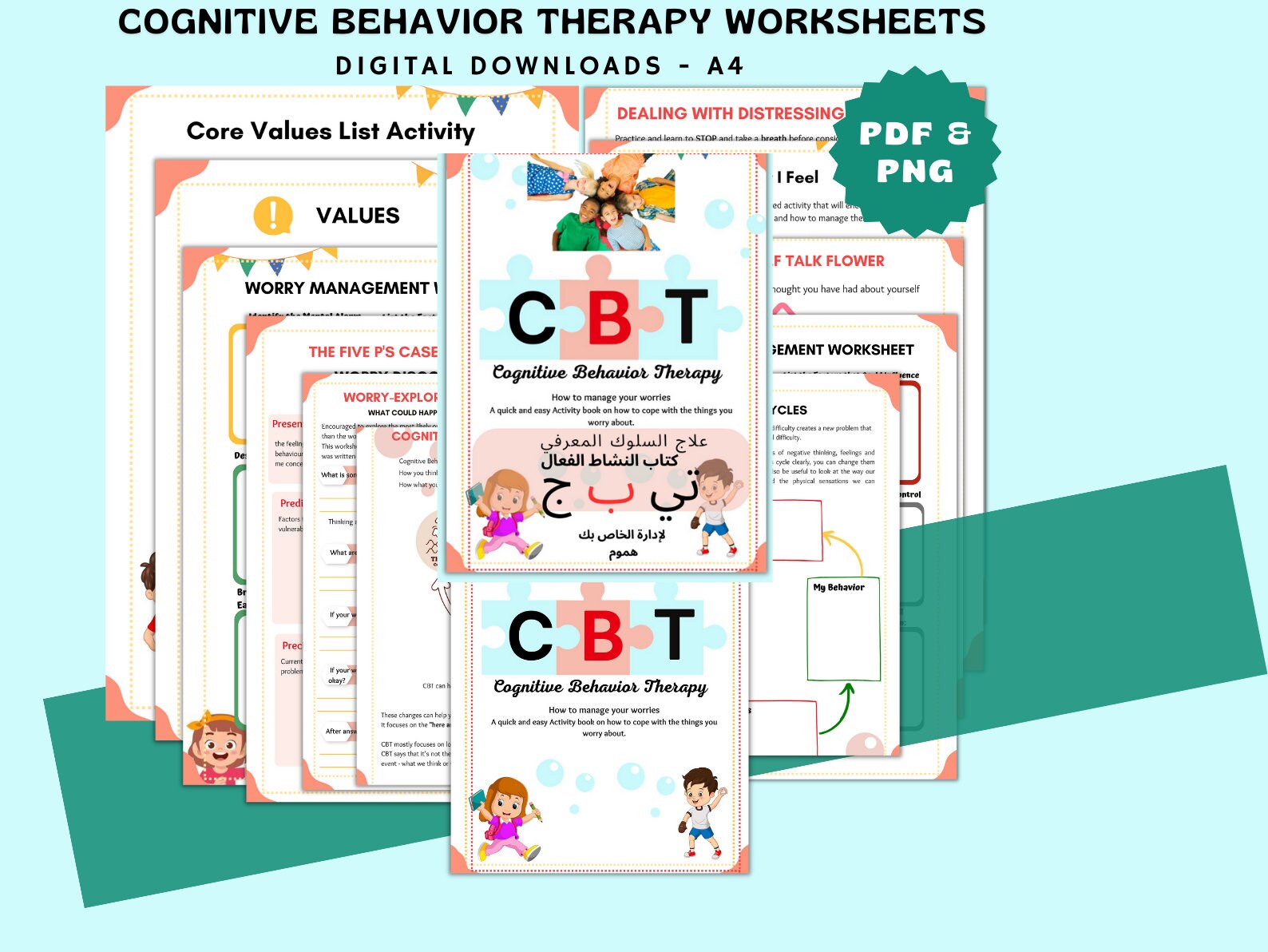 CBT Anxiety Relief Worksheet, Kids Cognitive Behaviour Worries Therapy ...