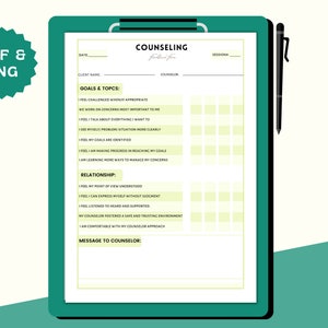 Counseling Supervision Forms Bundle: Therapist Feedback, Notes, Log ...