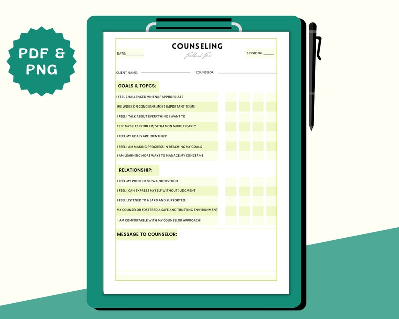 Counseling Supervision Forms Bundle: Therapist Feedback, Notes, Log ...