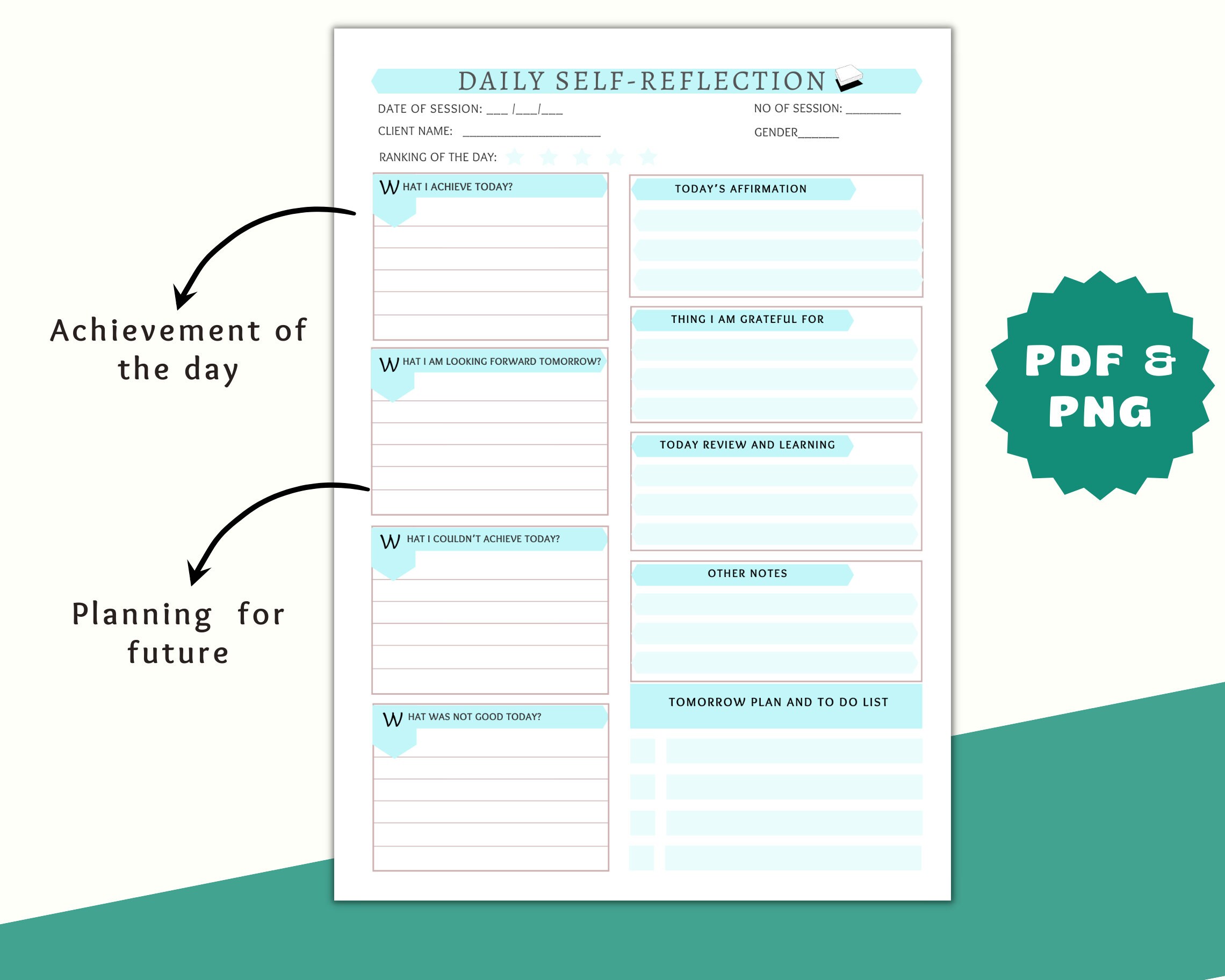 Daily Reflection Journal Printable, Daily Reflection Printable, Self ...
