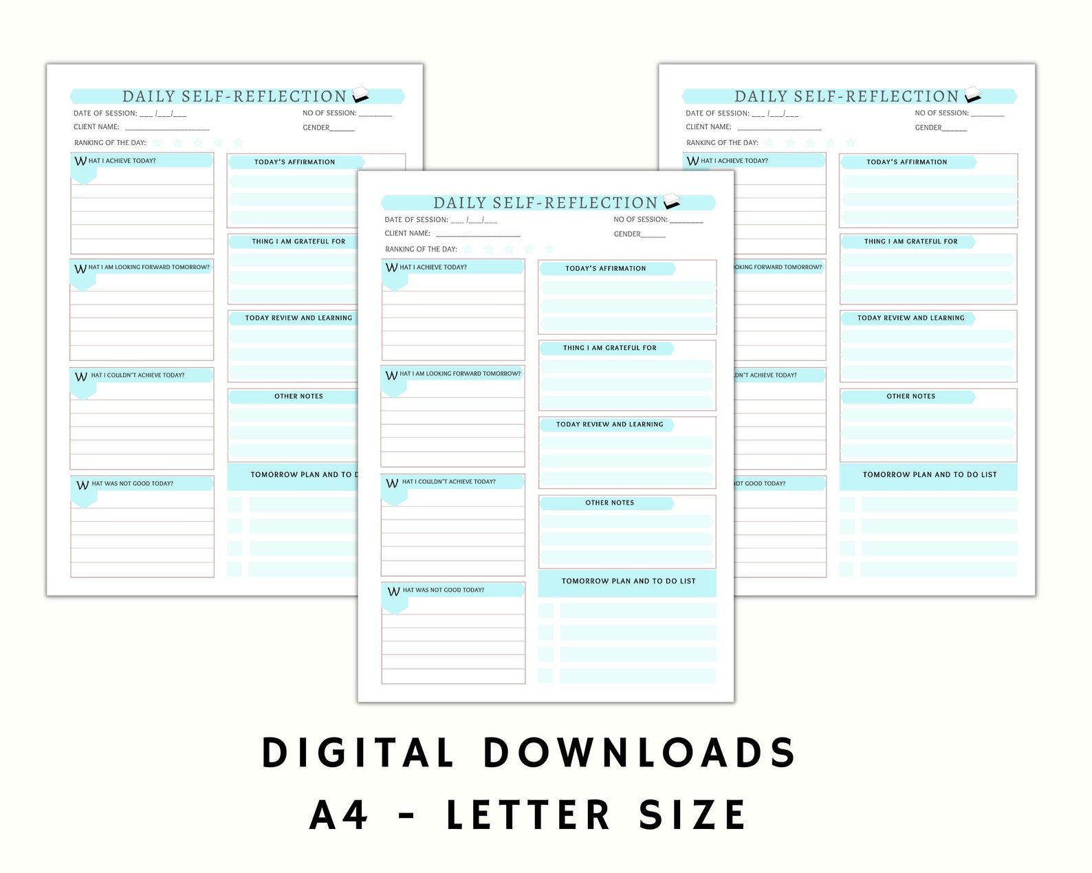 Daily Reflection Journal Printable, Daily Reflection Printable, Self ...
