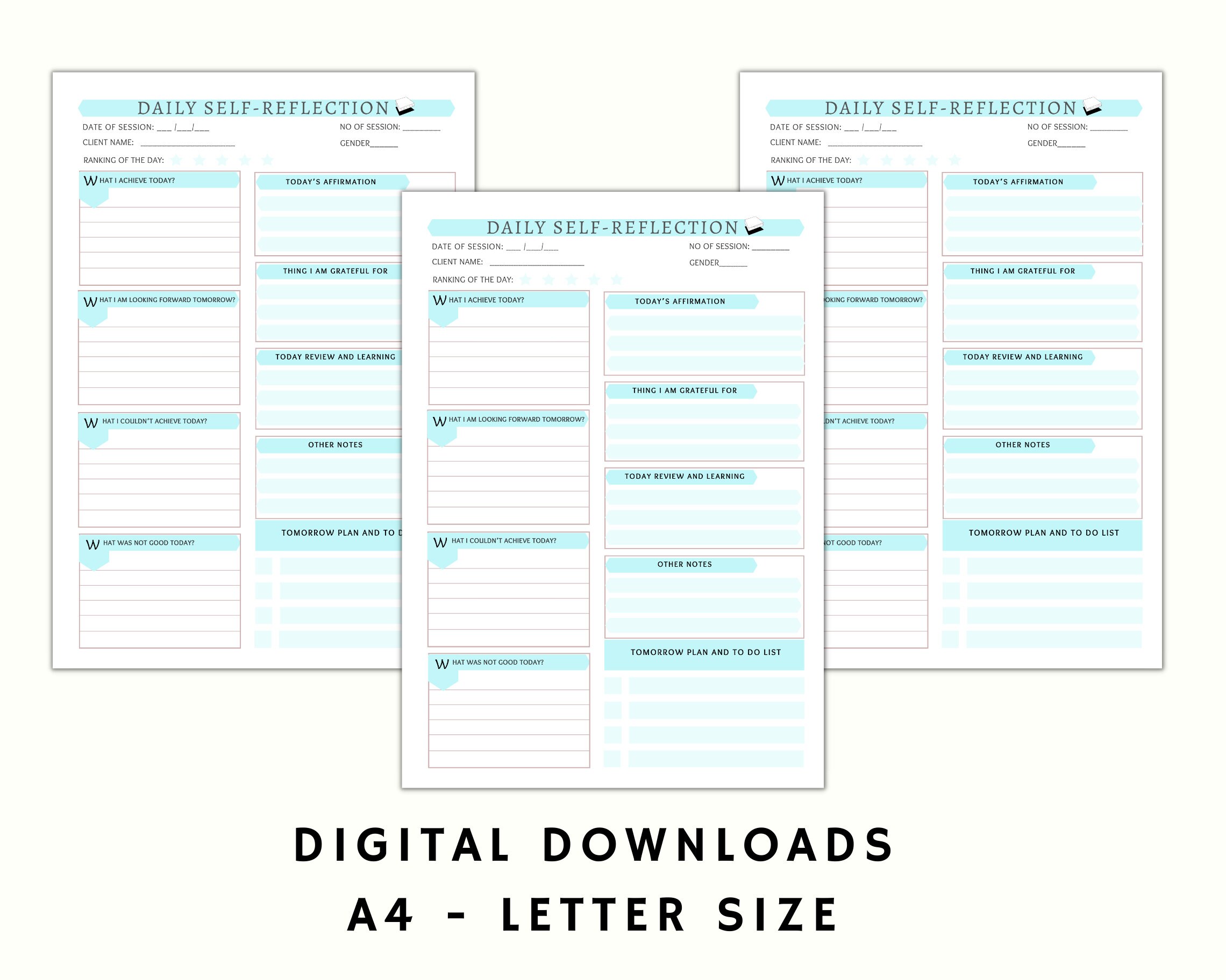 Daily Reflection Journal Printable, Daily Reflection Printable, Self ...