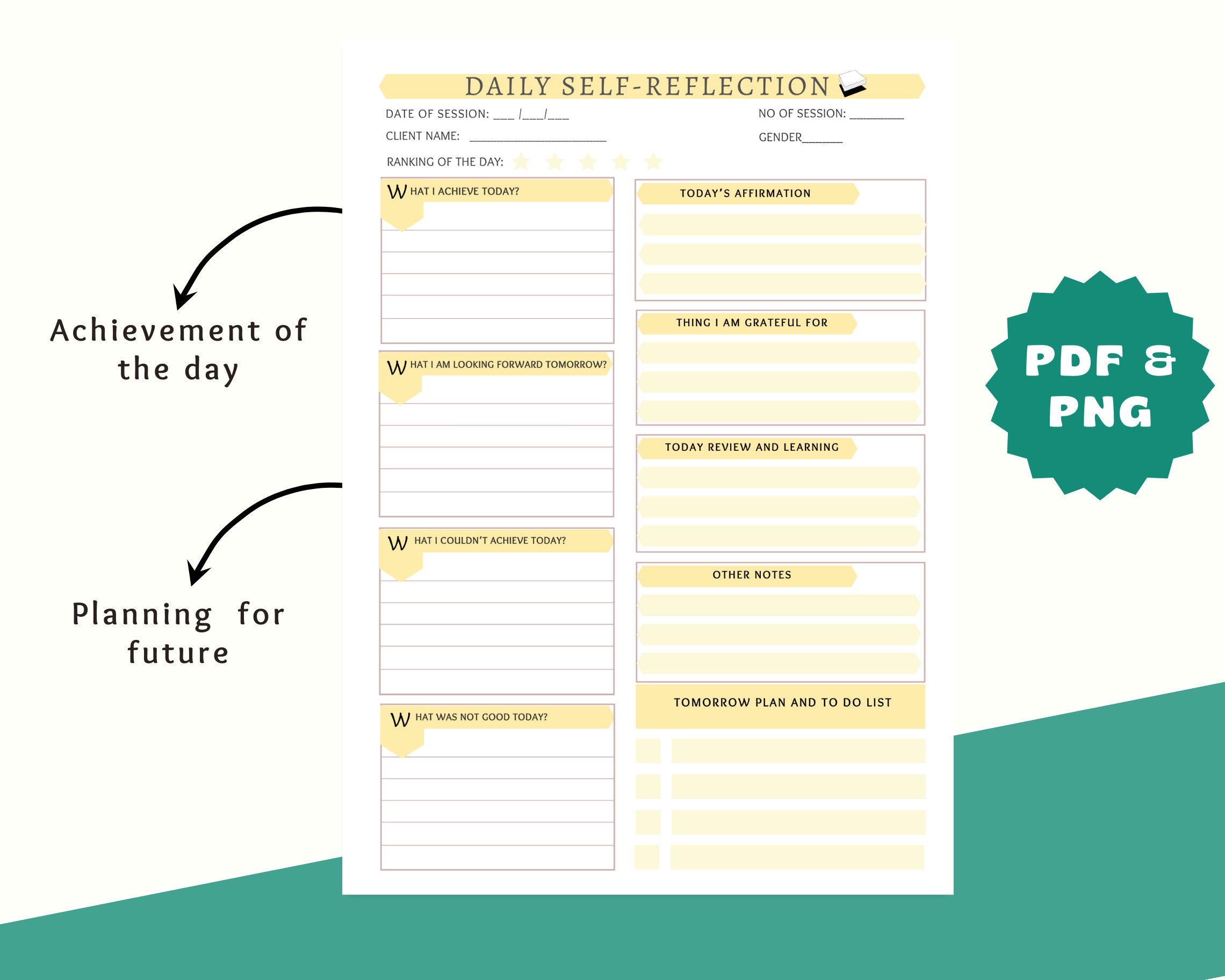Daily Reflection Printable Self Reflection Journal Daily Etsy
