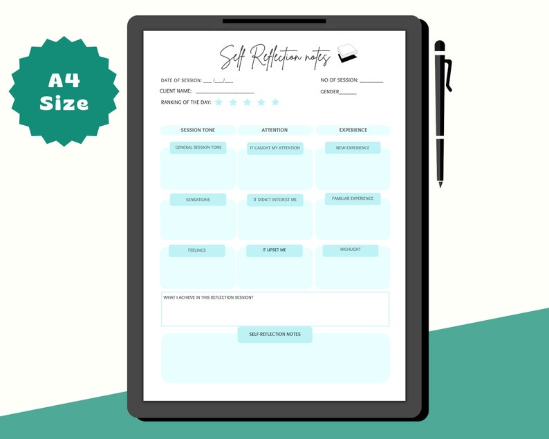 Self Reflection Form blue Self Reflection Journal Template - Etsy