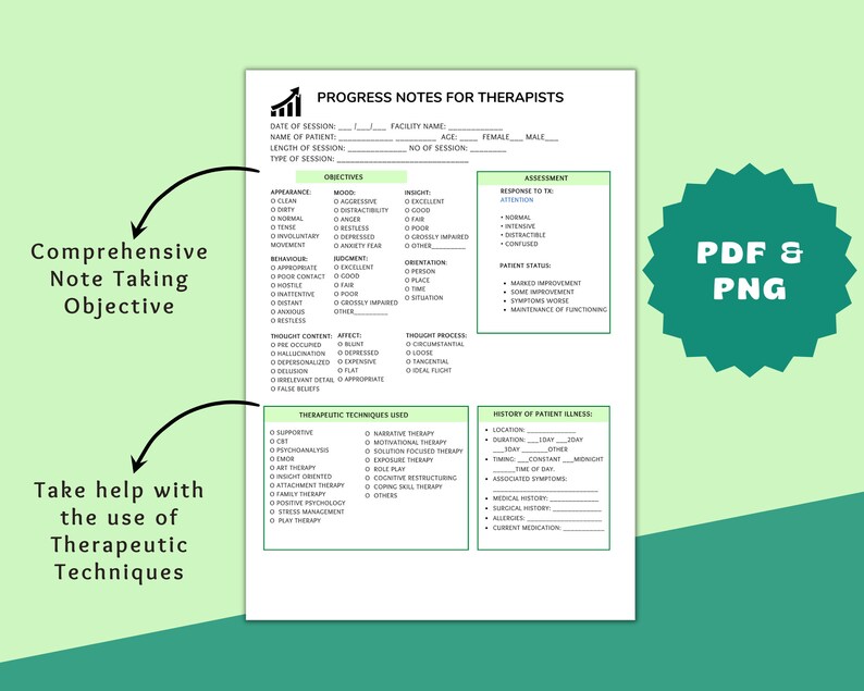 Progress Notes for Therapist, Progress Template, Therapy Template ...
