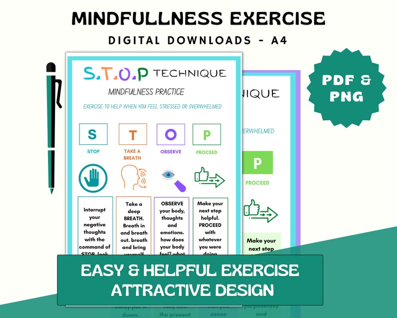 STOP Mindfulness Practice Template Improve Immune Function Improve ...