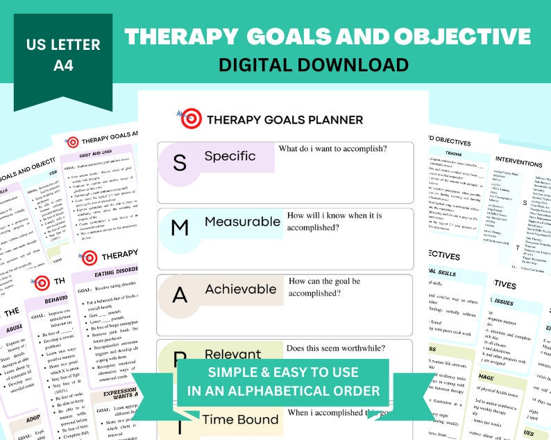 Therapy Goals And Objectives Therapist Tool For Goal Setting Etsy