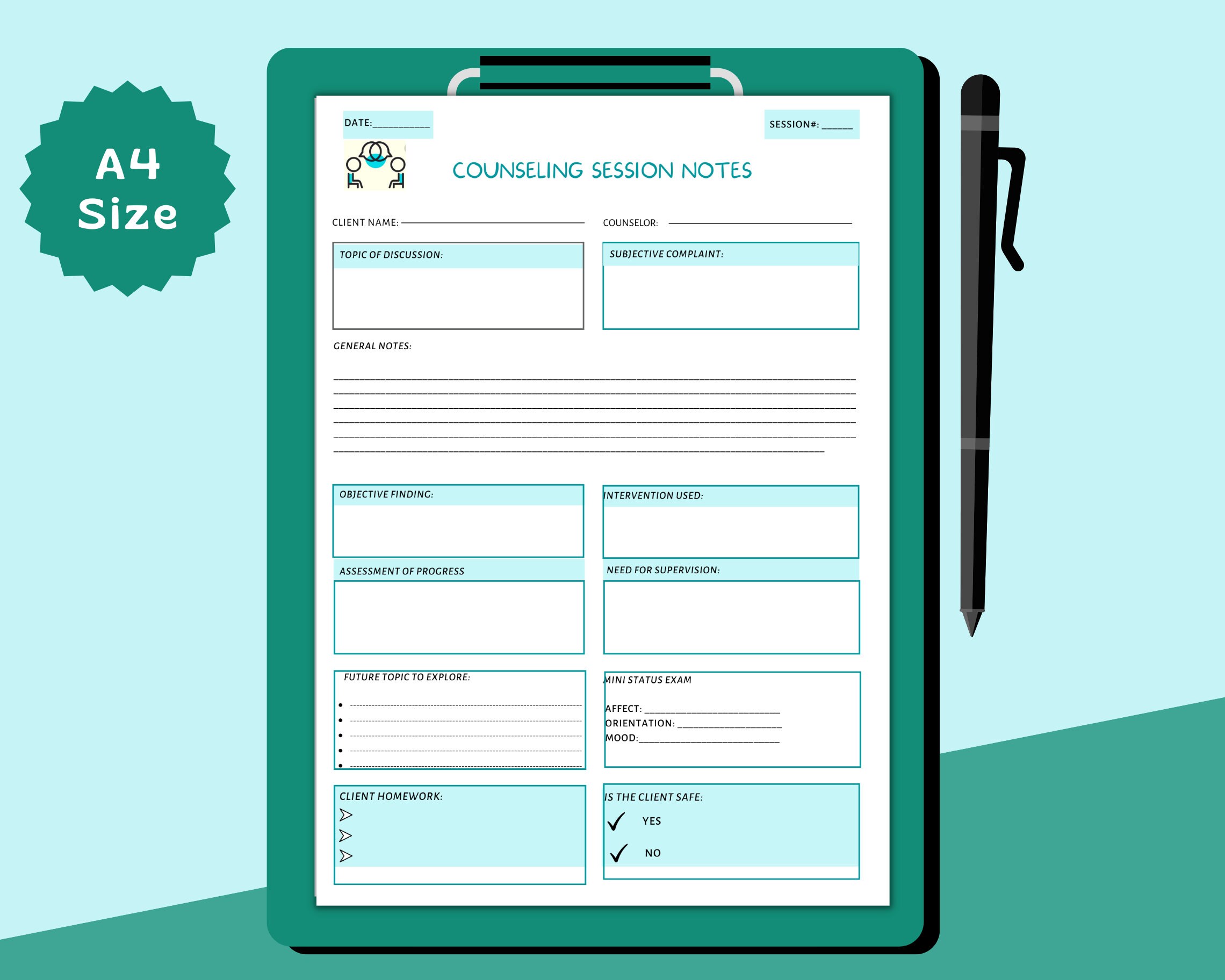 Counseling Session Notes Template: Therapist Documentation (printable ...