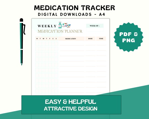 Medication Tracker Template Weekly Medication Record Nursing - Etsy UK