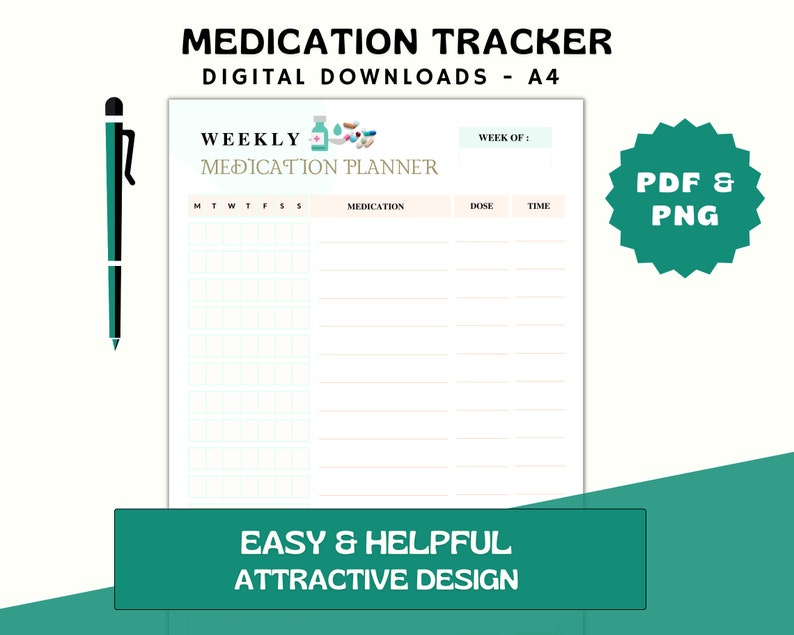 Medication Tracker Template, Weekly Medicine Log, Nursing Practice Form ...