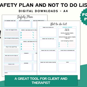 Safety Plan and Not to Do List, Not to Do Checklist, Instant Download ...