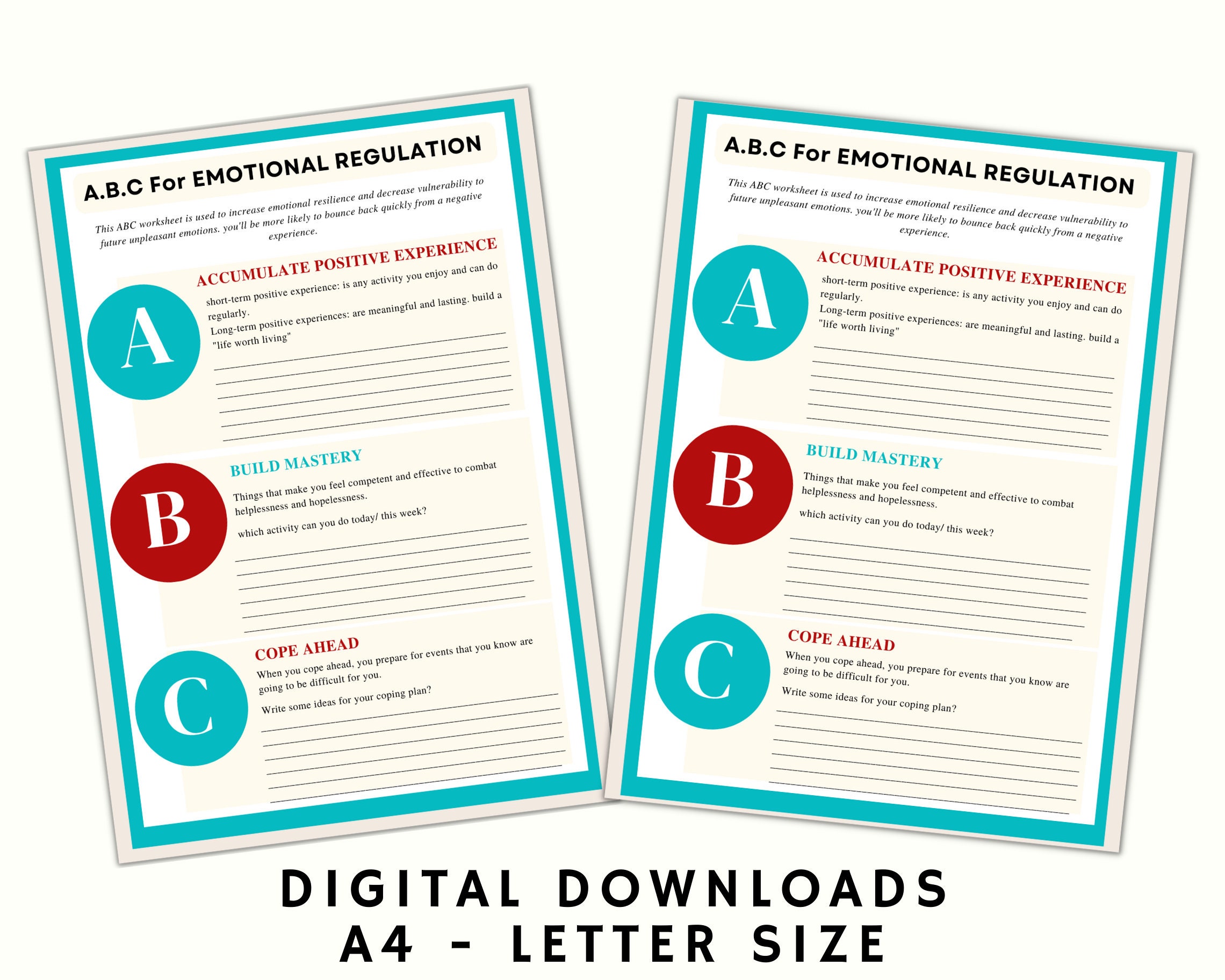 A.B.C for EMOTIONAL REGULATION Template, Anger Management, Quick ...