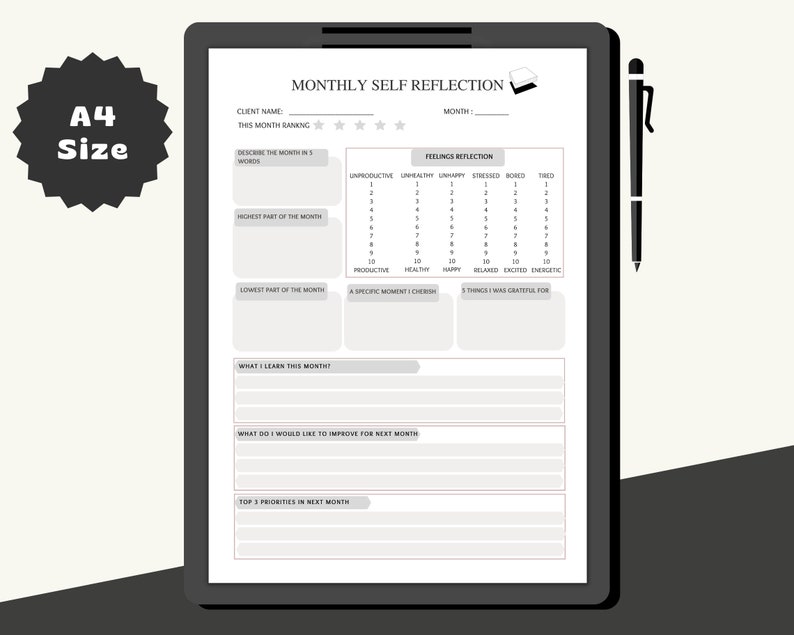 Monthly Self-reflection Planner Personal Growth - Etsy