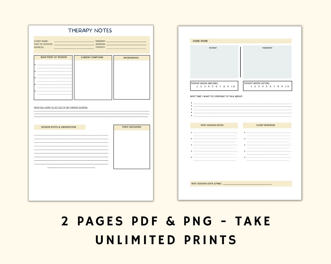 Therapy Notes Planner Printable Therapy Journal Mental - Etsy