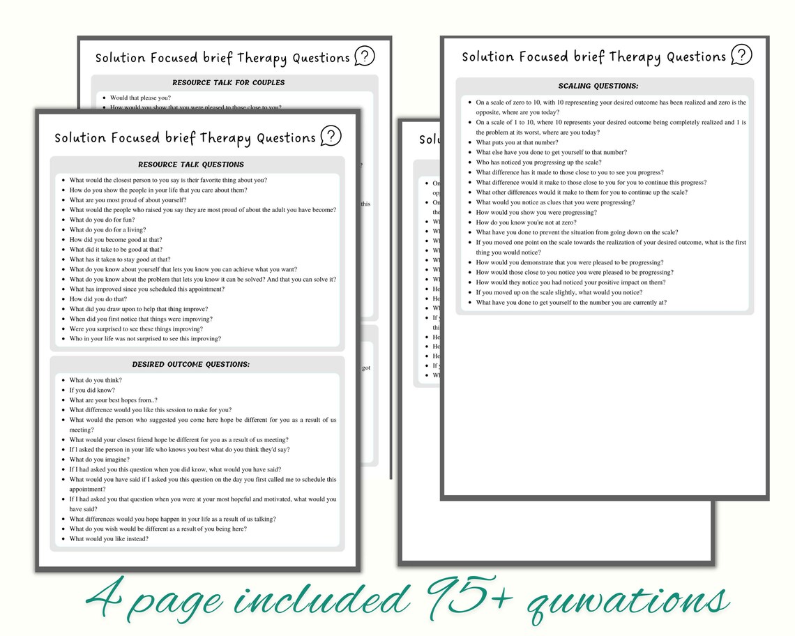 Solution Focused Brief Therapy Questions, Fundamentals, Medsurg ...