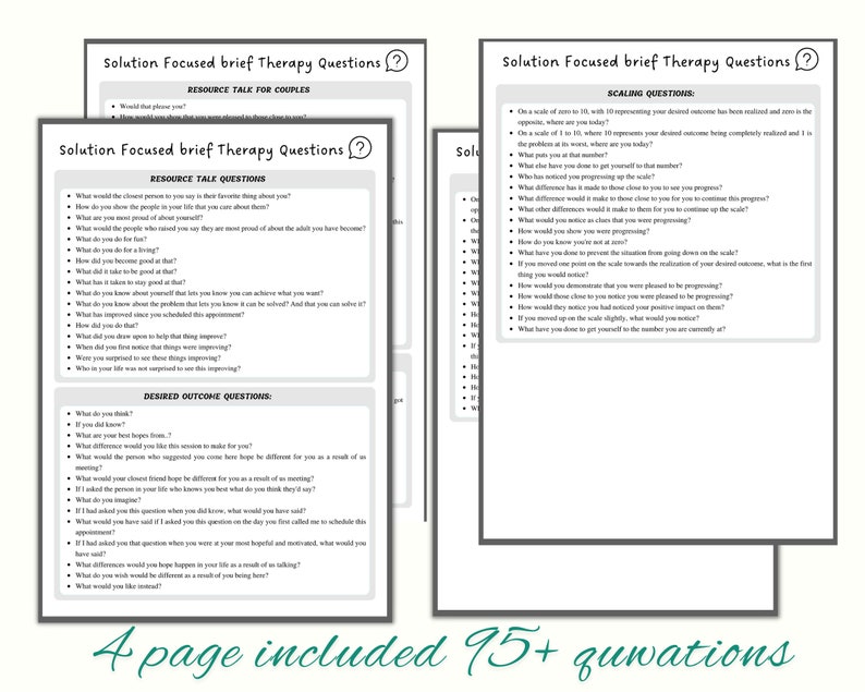 Solution Focused Brief Therapy Questions, Fundamentals, Medsurg ...