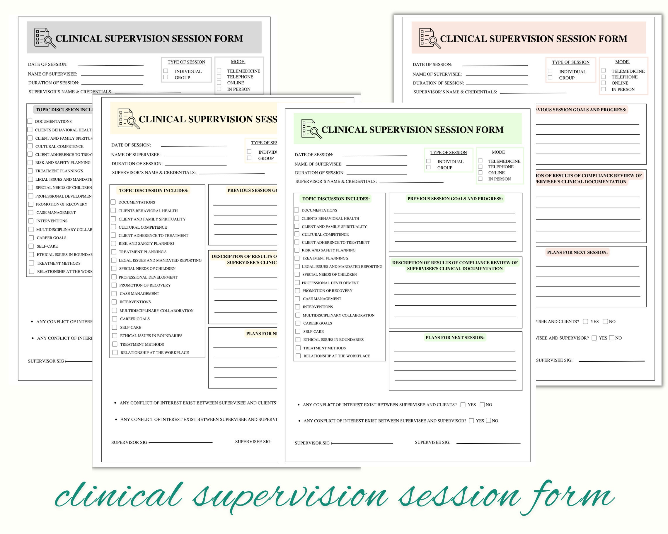 Clinical Supervision Session Forms Bundle: Reference Sheets & Log (PDF ...