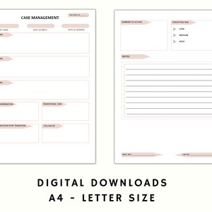 Case Managment (pink), Printable Form, Client Documentation, Case ...